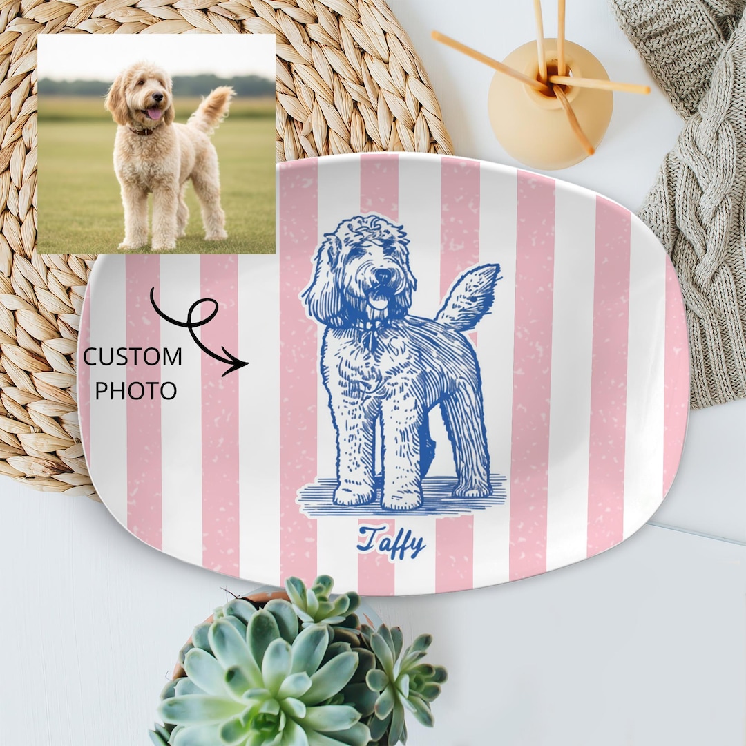 Custom Dog Platter Personalized Pet Portrait Plate Goldendoodle Gift ...