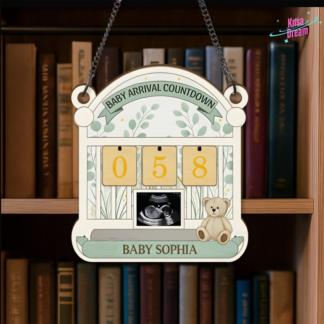Baby Due Date Countdown Sign Printable, Digital Pregnancy Announcement ...