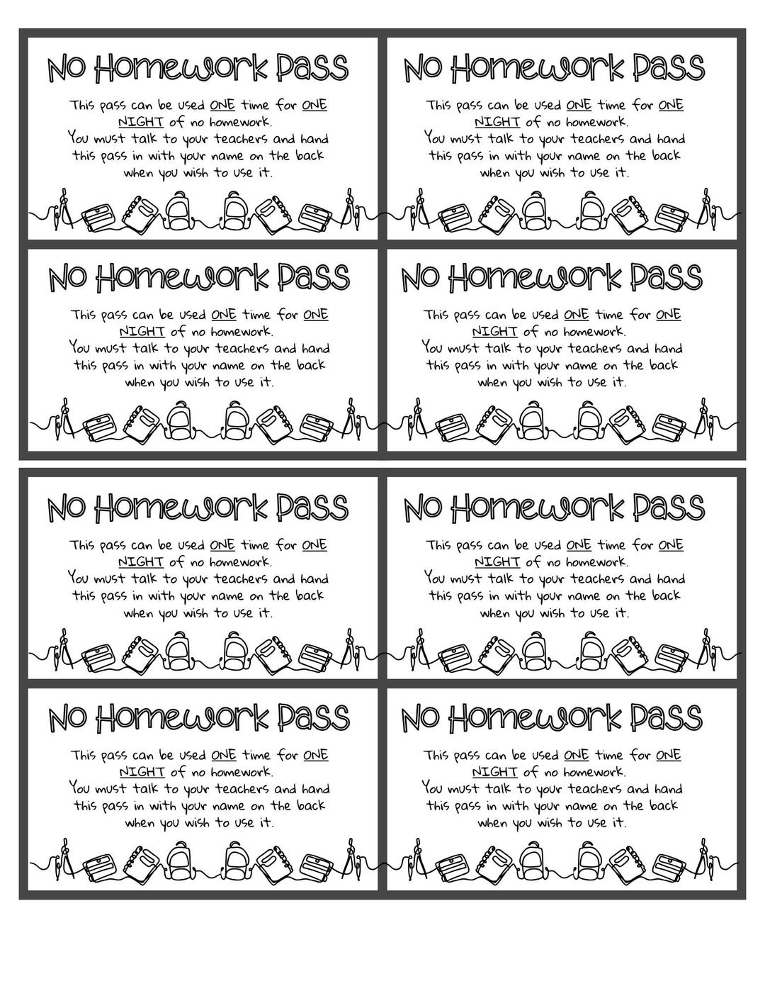 Classroom Reward Passes: Editable Student Motivation (digital Download ...