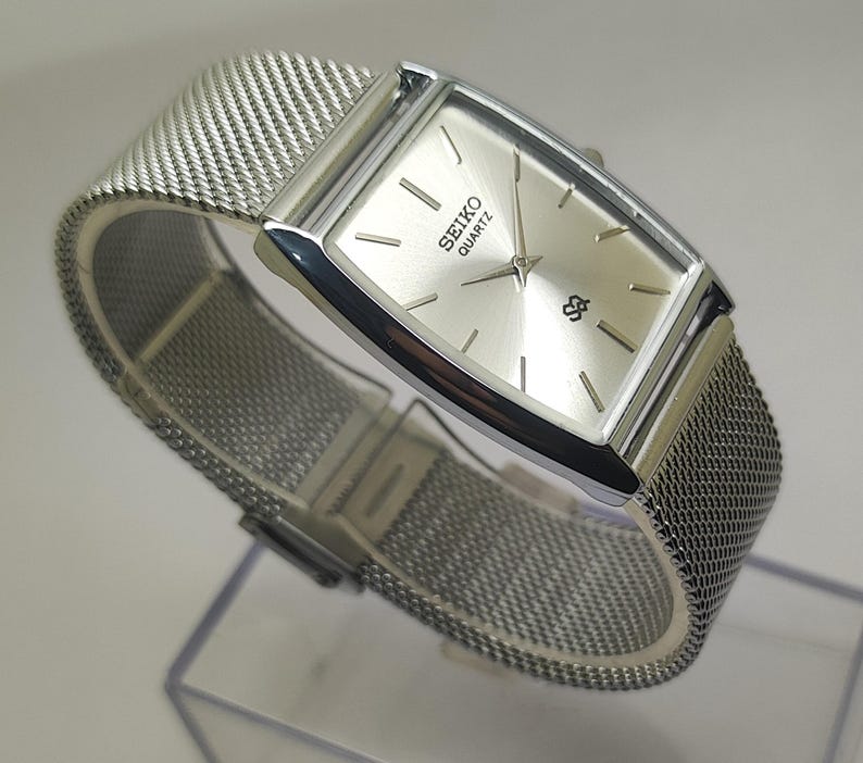 Vintage Seiko Quartz Tank Slim Men Rectangle Refurbished Japanese Wrist ...