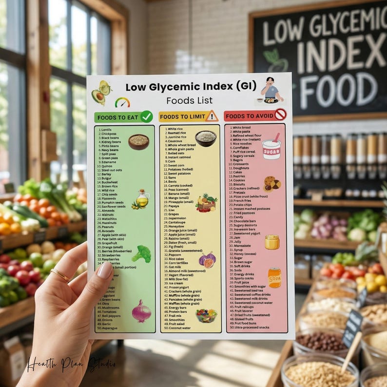 Manage Blood Sugar: Low Glycemic Index Food List Printable PDF | Low GI ...