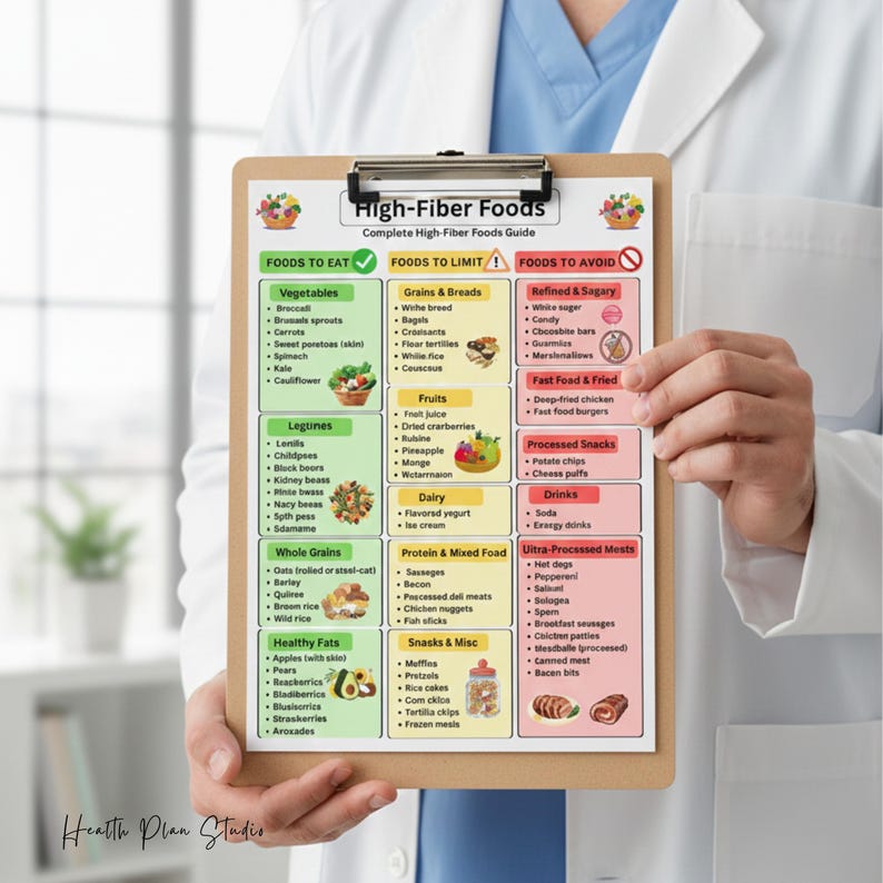 High Fiber Food List Printable, High Fiber Foods Chart,high Fiber Food ...