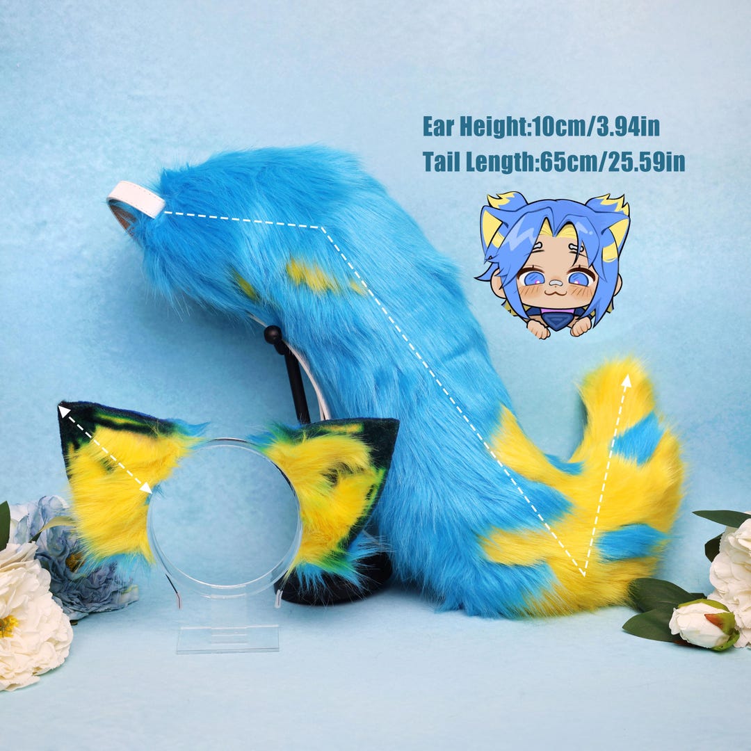 Valorant Neon Cosplay Set: Faux Fur Cat Ears & Tail - Etsy UK
