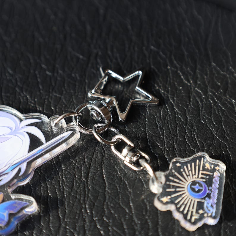 Honkai Star Rail Phainon Acrylic Keychain - Blue White Star Moon Charm ...