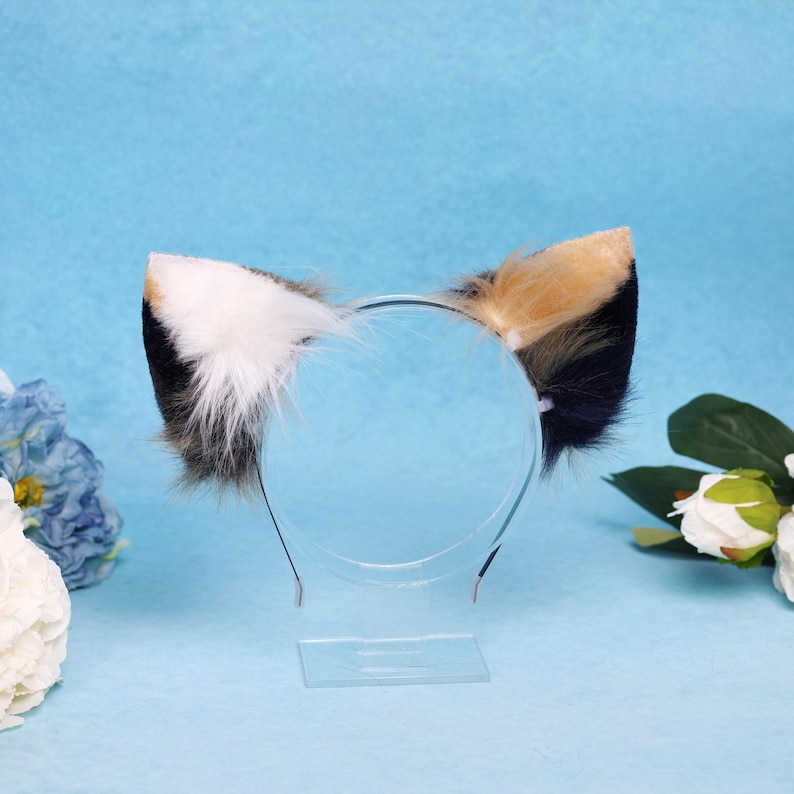 Handmade Plush Calico Cat Ears & Tail Set: Cosplay Costume Accessories ...