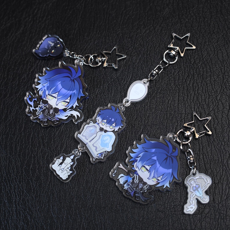Genshin Impact Acrylic Keychain – Chibi Flins Design, Cosplay Bag Charm ...