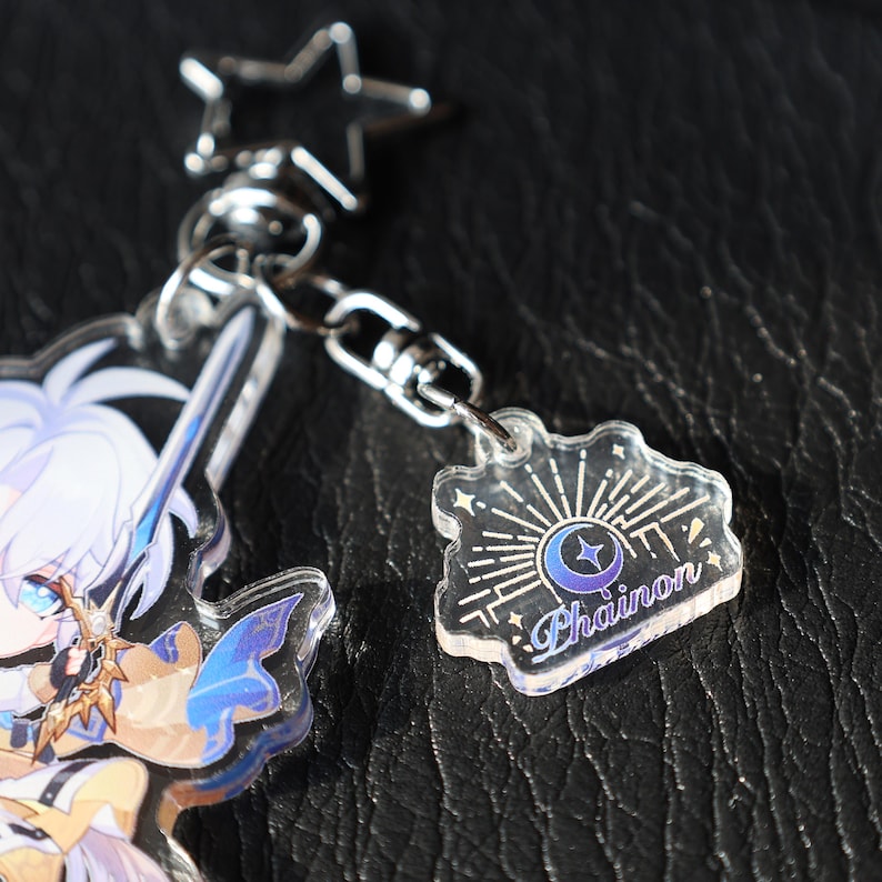 Honkai Star Rail Phainon Acrylic Keychain - Blue White Star Moon Charm ...