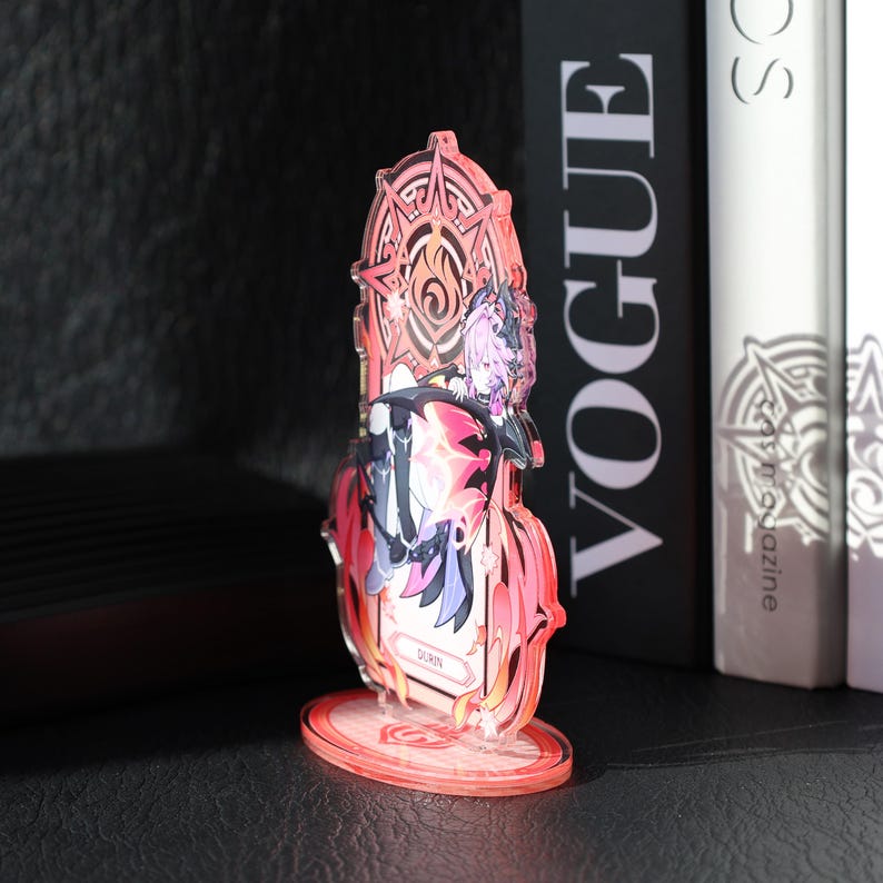 Genshin Impact Durin Acrylic Standee, Dynamic Pink Black Figure With ...