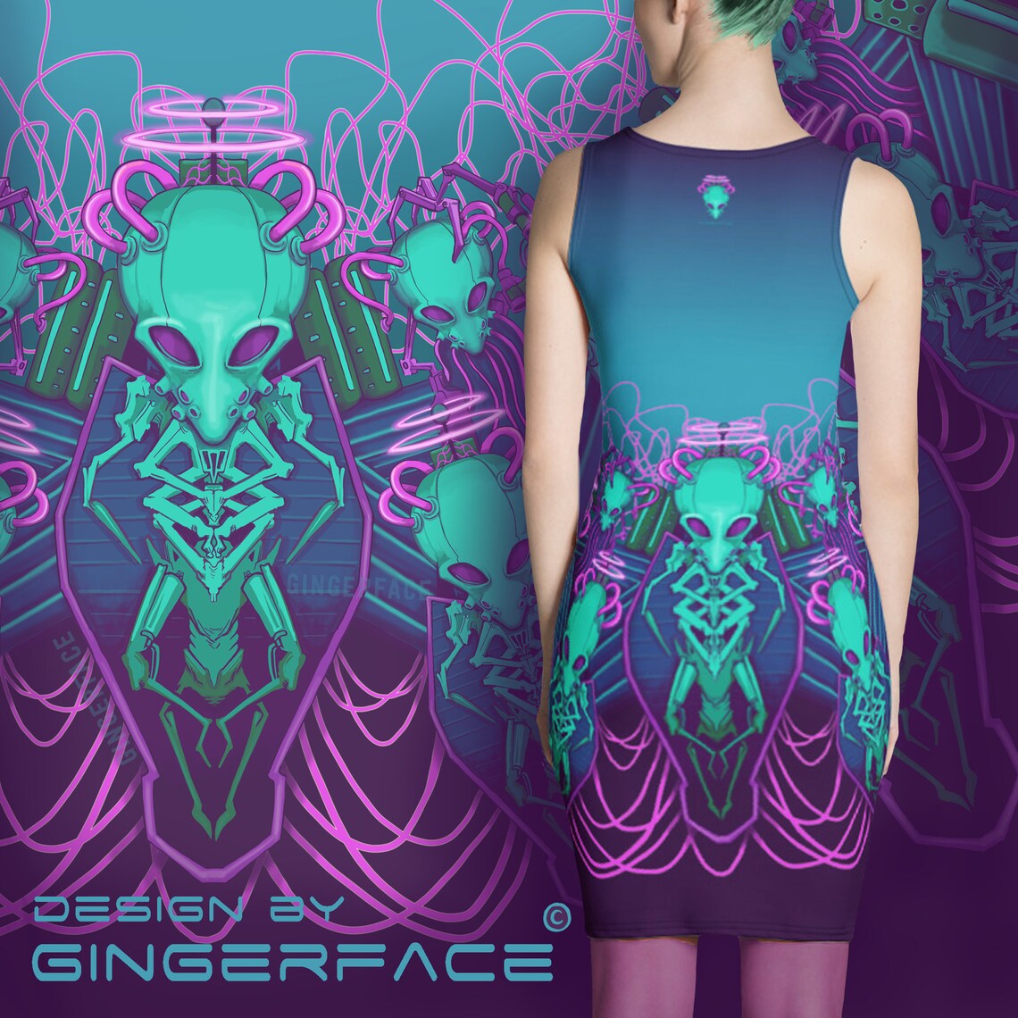 Cyberpunk Alien Bodycon dress sci fi art cyber figure | Etsy