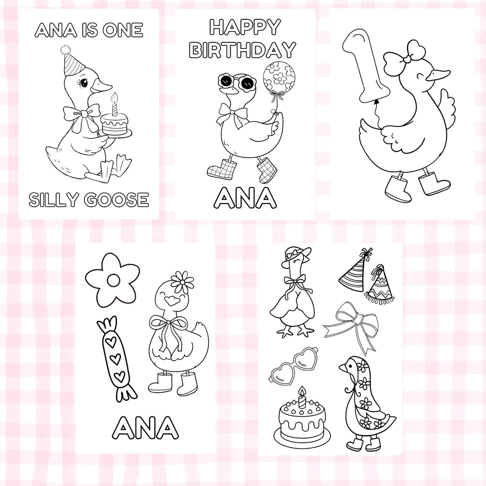 One Silly Goose Birthday Coloring Pages | Silly Goose Birthday Party ...