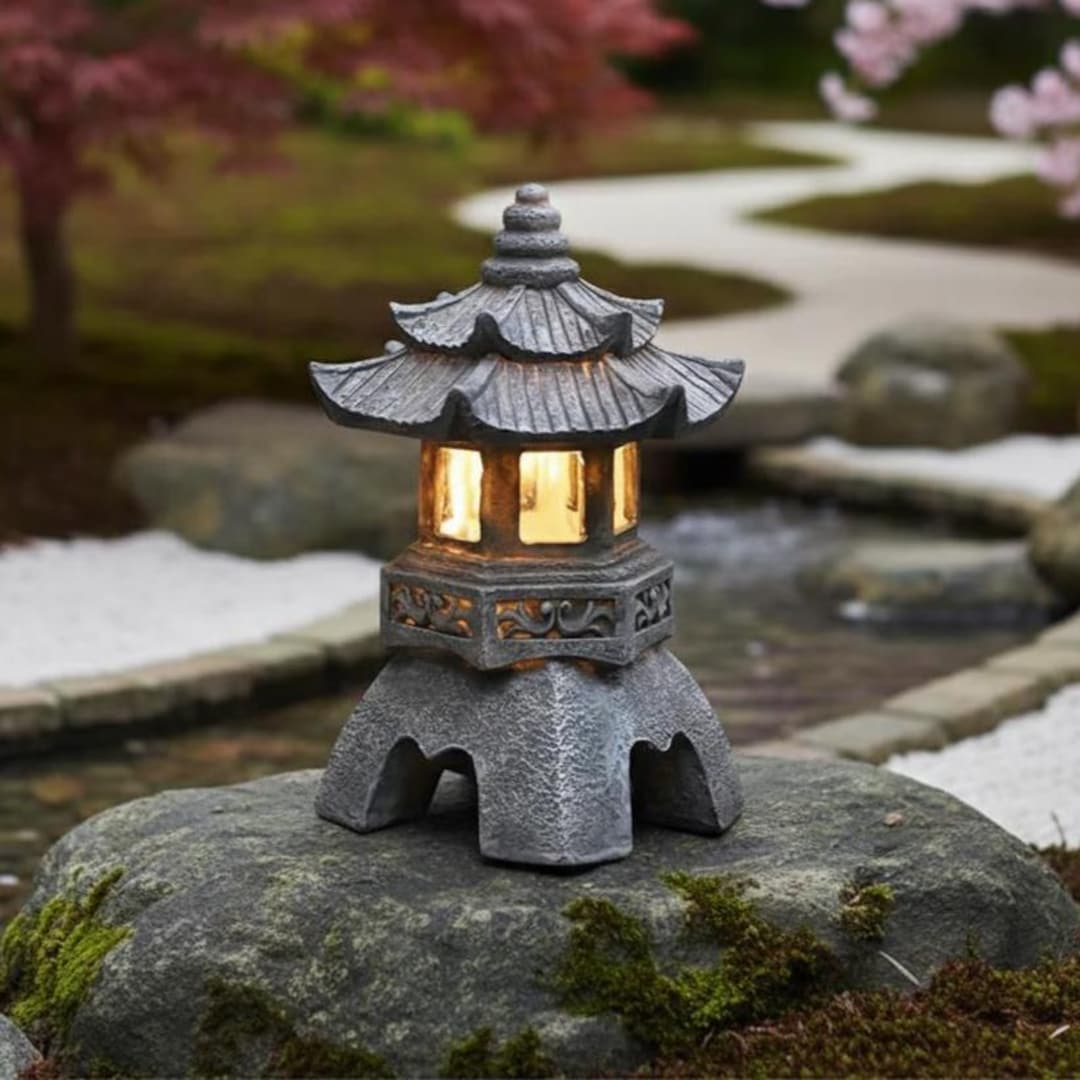 Solar Zen Pagoda Lantern: Resin Japanese Garden Statue - Etsy