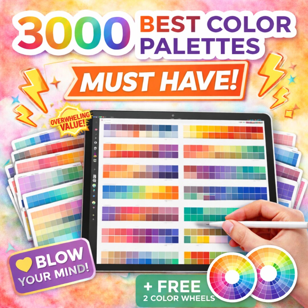 3000 Color Palettes for Procreate With 2 Free Color Wheels | Ultimate ...
