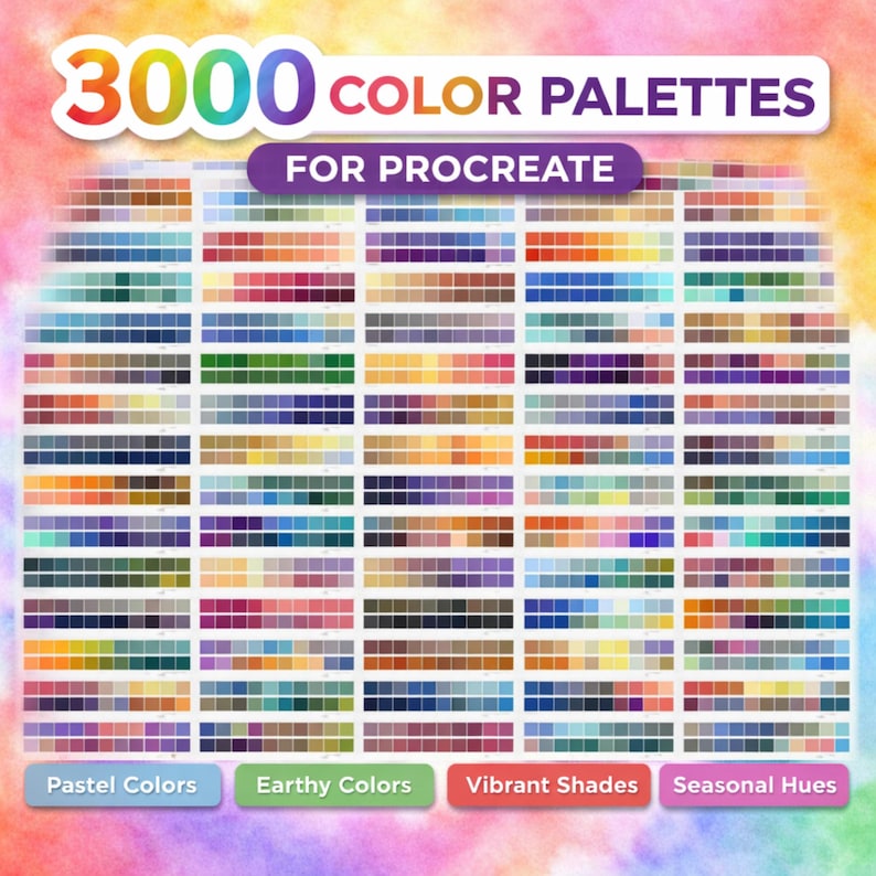 3000 Color Palettes for Procreate With 2 Free Color Wheels | Ultimate ...