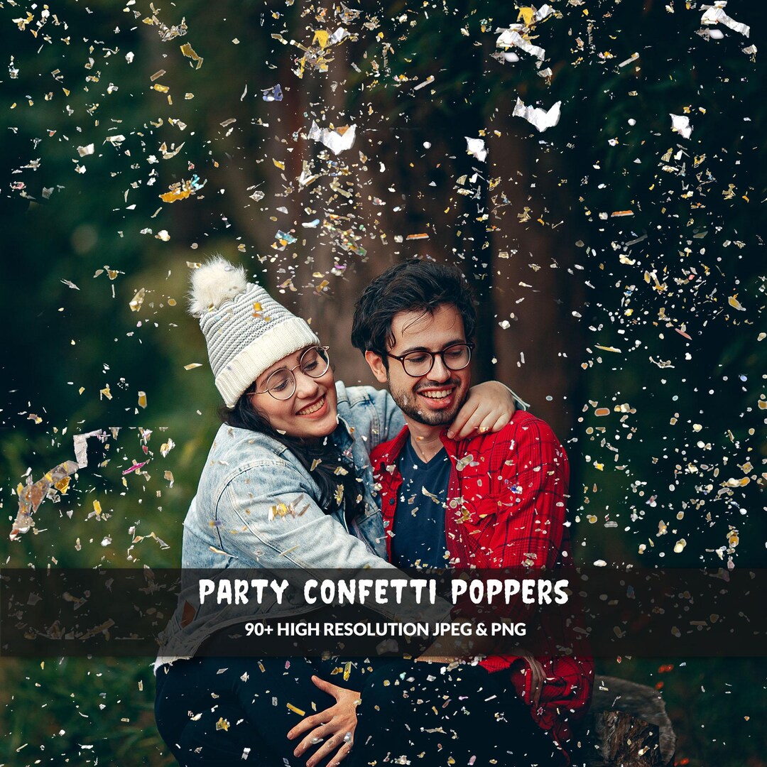 Confetti Poppers Overlays, Party Photo Effects (PNG Digital Download ...