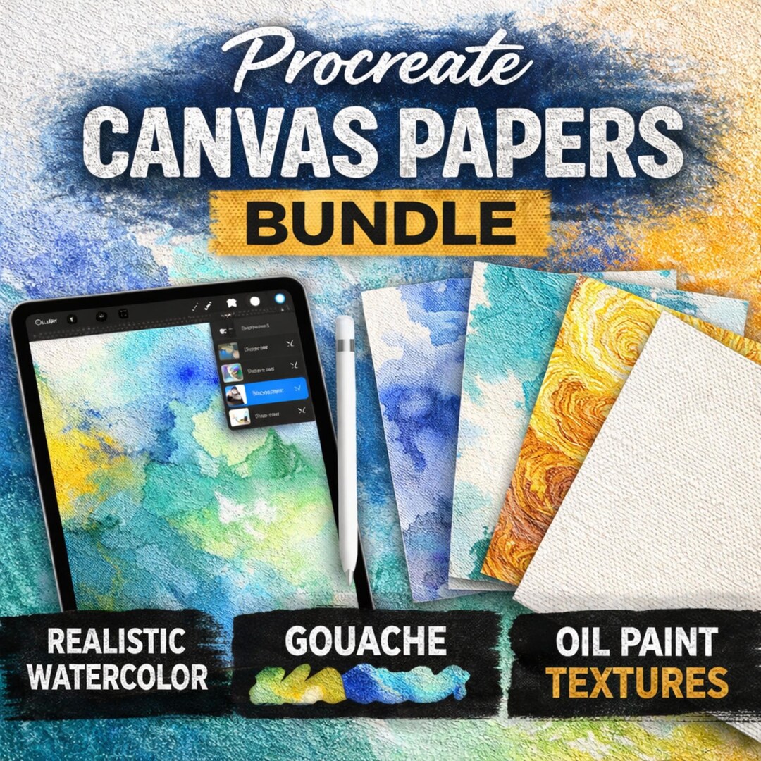 Procreate Realistic Paper Textures | 40 Realistic Canvas Backgrounds ...