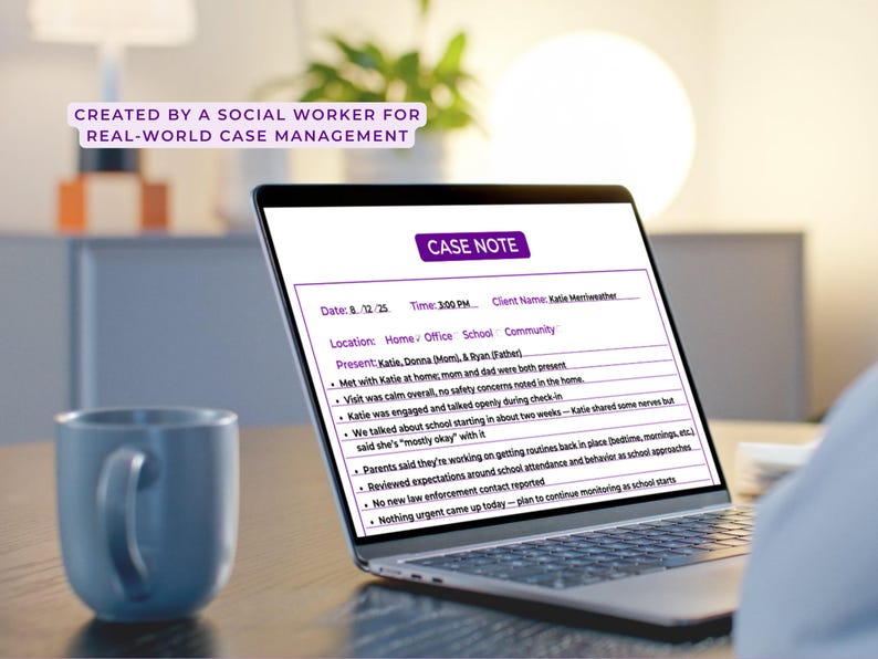 Social Worker Simplified Case Note Template | Fillable PDF, Editable ...