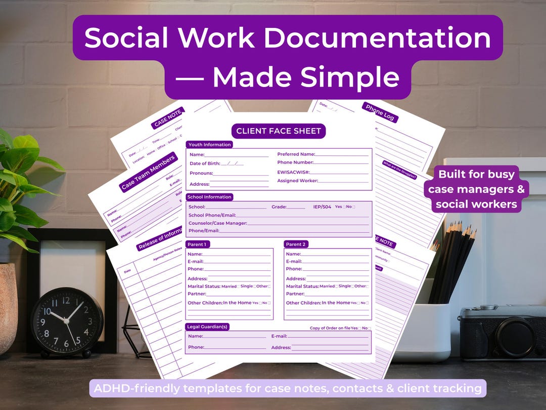 Social Work Documentation Templates | Fillable PDF & Canva - Etsy