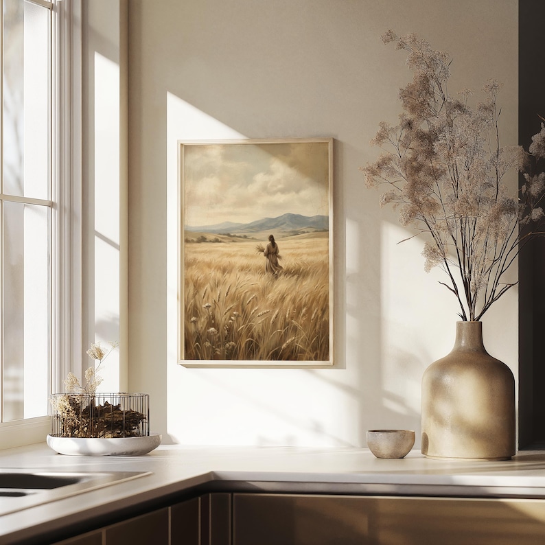Ruth Gleaning in the Wheat Field – Vintage Biblical Art Print, Antique ...