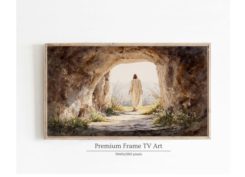 Jesus Resurrection Art | Watercolor Christian TV Frame Art (digital ...