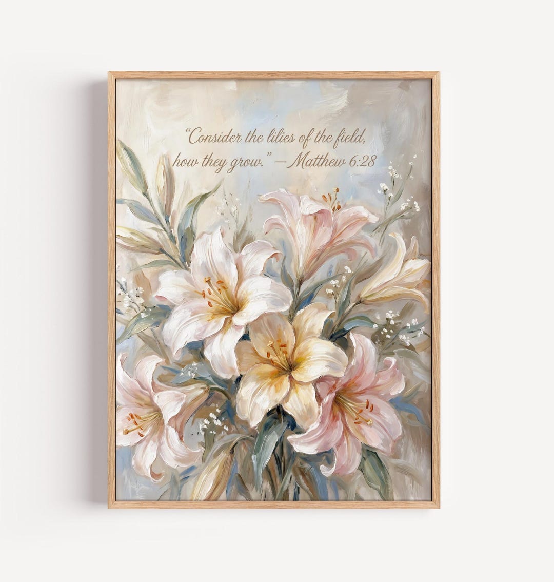 Consider the Lilies Bible Verse Wall Art, Matthew 6:28 Christian Floral ...