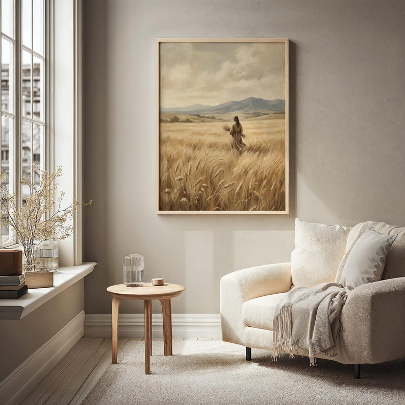 Ruth Gleaning in the Wheat Field – Vintage Biblical Art Print, Antique ...