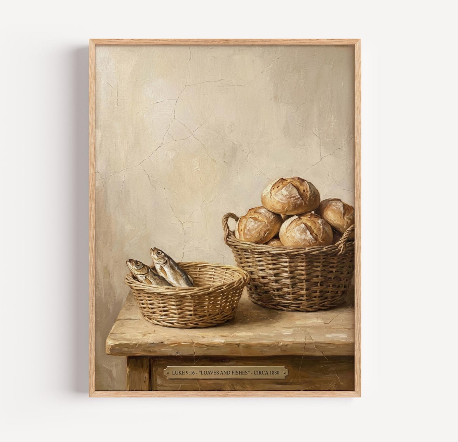 Loaves and Fishes Vintage Christian Art Print – Rustic Biblical Decor ...