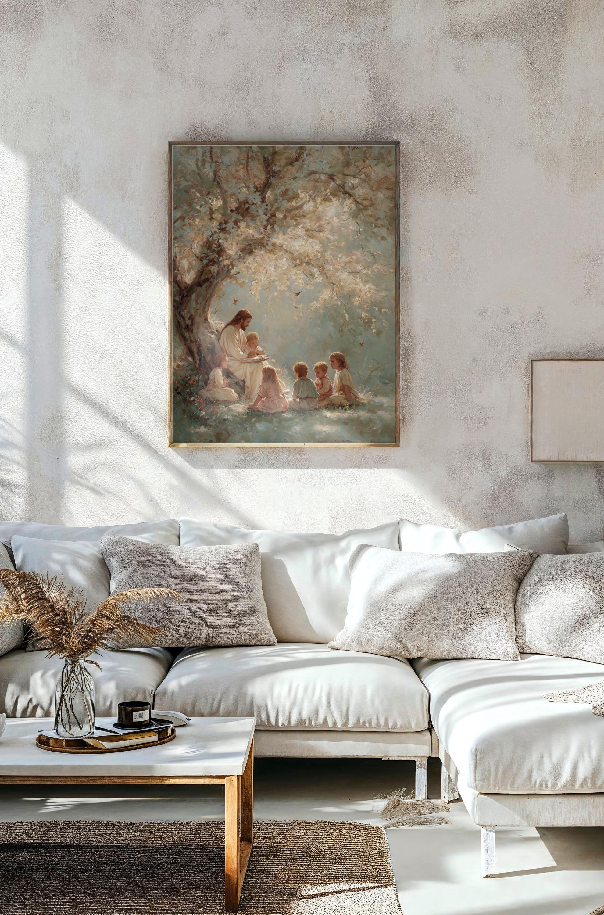 Jesus Teaching Children Art Print, Christian Nursery Decor (digital ...