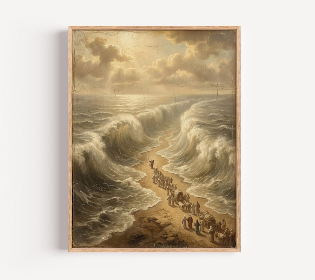 Moses Parts the Red Sea Art Print – Vintage Biblical Exodus Wall Decor ...