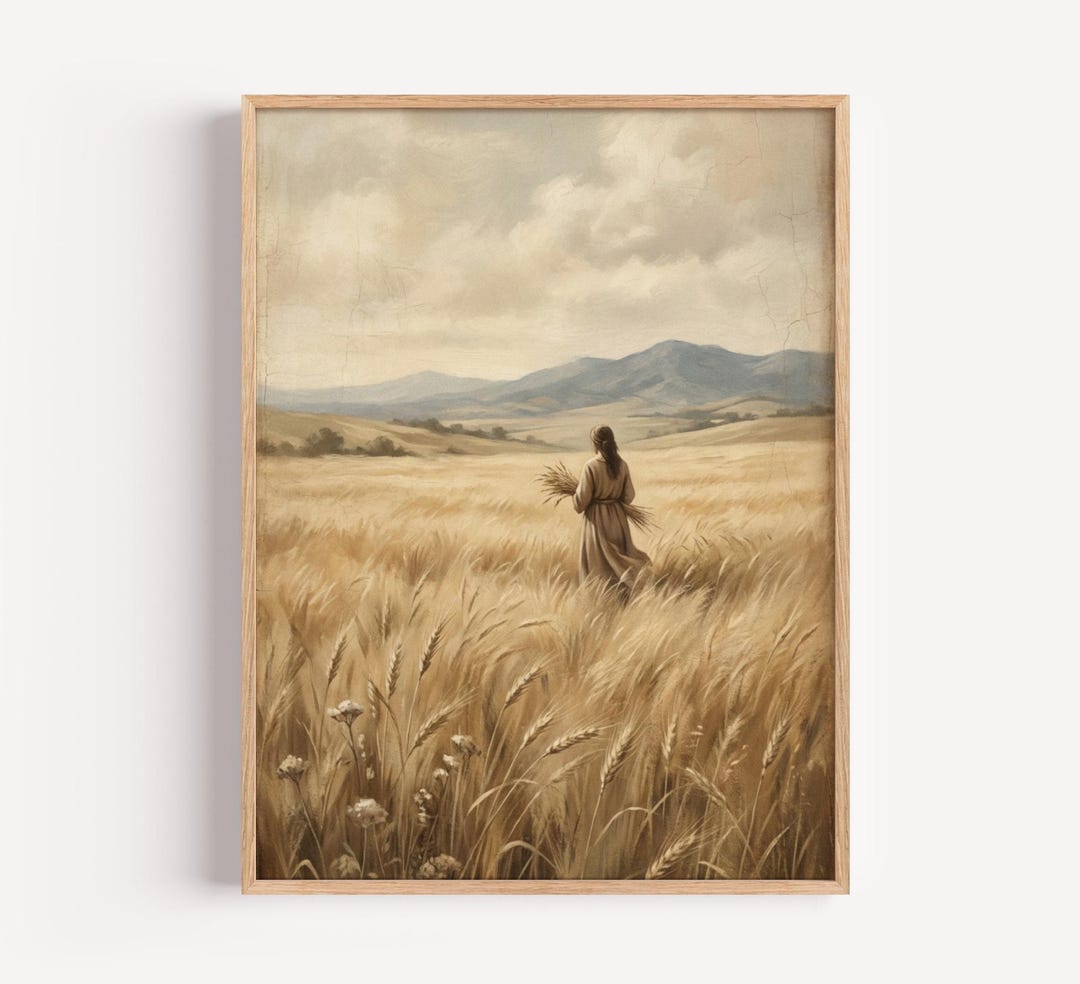 Ruth Gleaning in the Wheat Field – Vintage Biblical Art Print, Antique ...