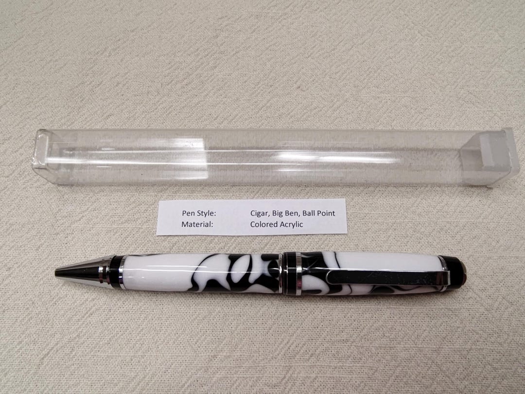 Handmade Big Ben Pen | Black & White Acrylic Ballpoint - Etsy