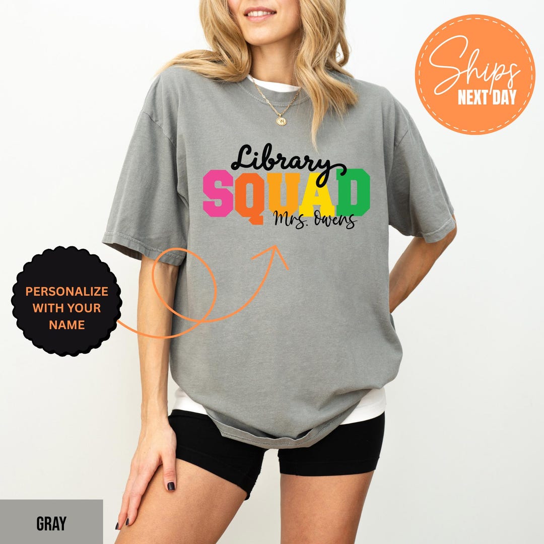 Personalized Library Shirt, Library Squad Tee, Custom Book Club Shirt ...