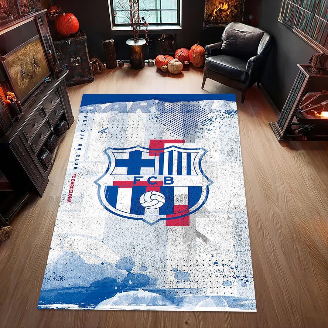 Barcelona Fc Rug, Gaming Decor Rug, Area Rug, Boys Room Rug, Football ...