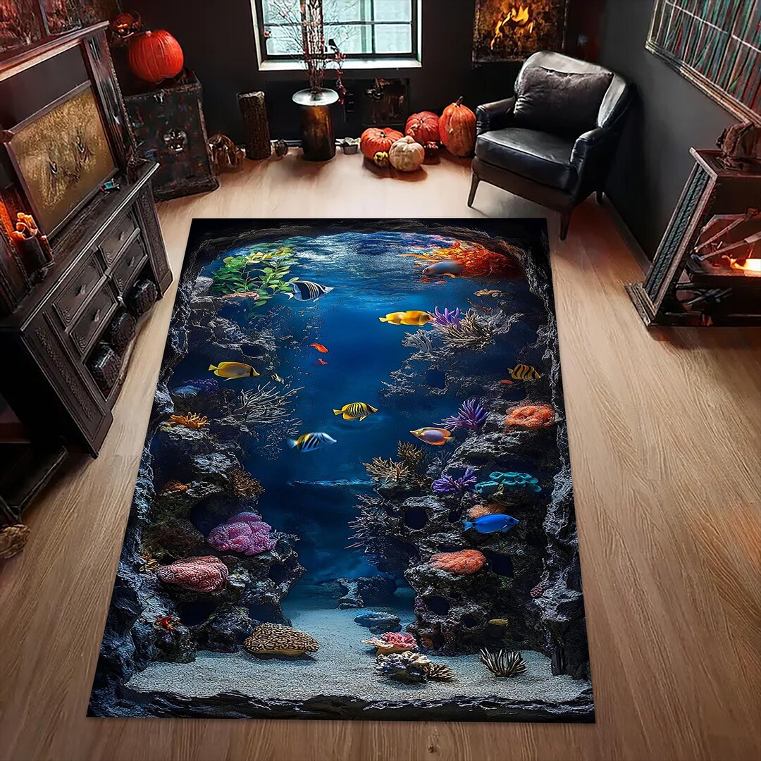 Colorful Fish Area Rug: Aquarium Theme, Kids Room Decor, Underwater ...