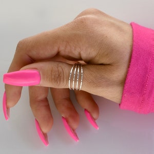 4 in 1 • Thumb Ring • Sized • Four Sparkly Wires Hammered • Finger Ring ...