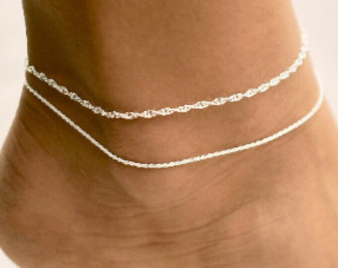 Double Strand Anklet, 14k Gold Filled Chain, Layered Anklets, Anklets ...