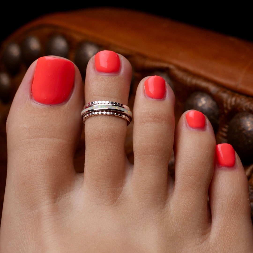 Opal Toe Ring Set • Opal Toe Ring • Toe Ring • Midi Ring • Opal Ring ...