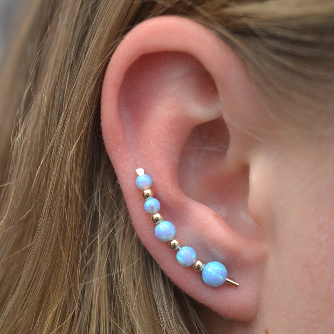 Blue Opal • Ear Climber • Ear Pin • Ear Climbers • Ear Crawlers • Ear ...