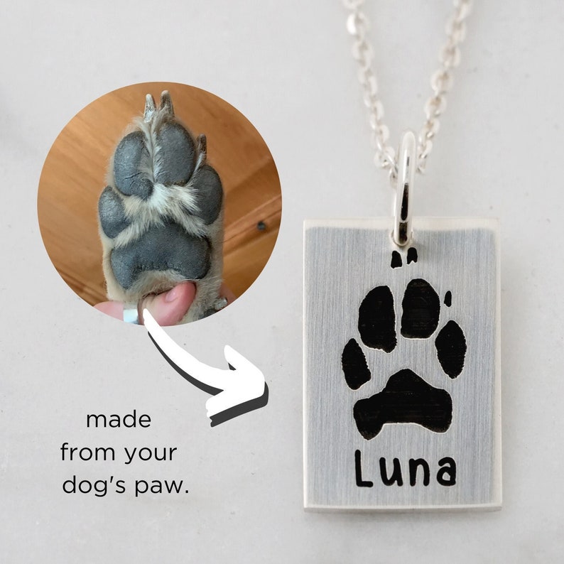 Real Dog Paw Print Necklace Actual Dog or Cat Pawprint - Etsy