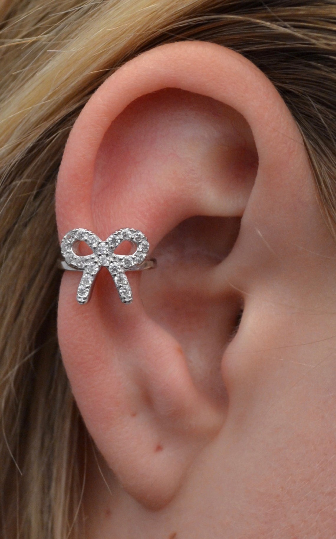 CZ Bow Ear Cuff Ear Cuffs Ear Wraps Bow Earrings Ear - Etsy