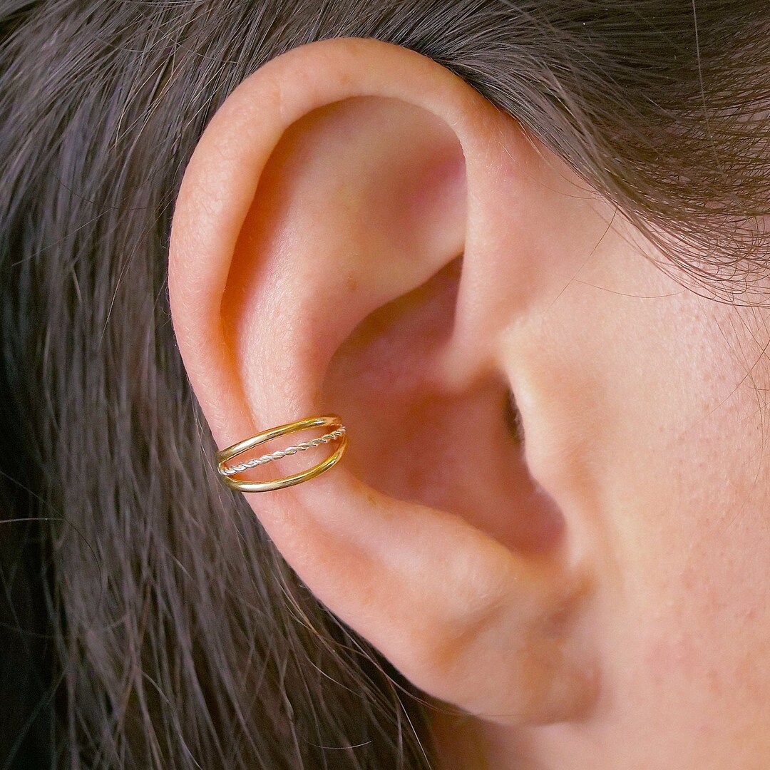 Triple With Twist • Ear Cuff • Ear Cuffs • Ear Wrap • Gold Ear Cuff ...