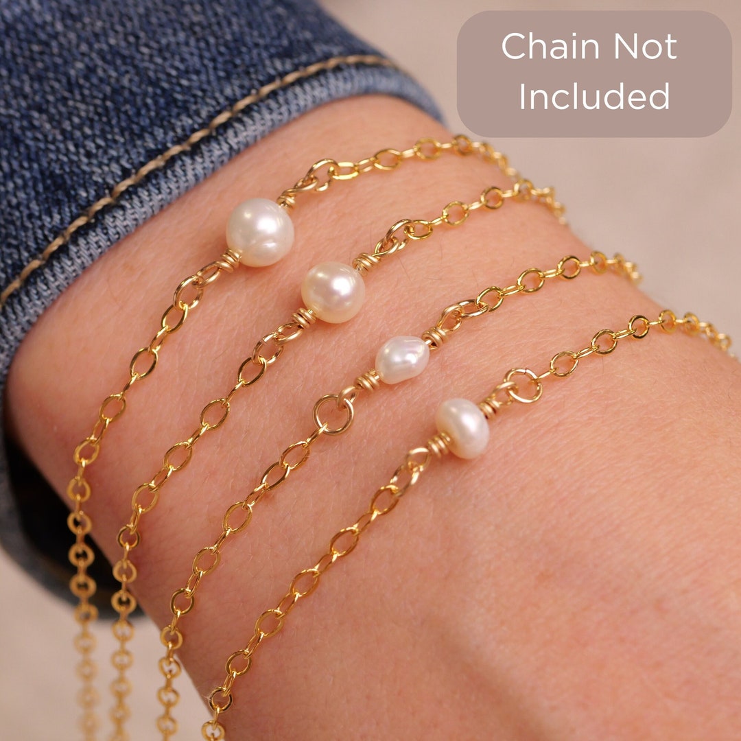 Freshwater Pearl Permanent Jewelry Connector Charm: Sterling Silver - Etsy