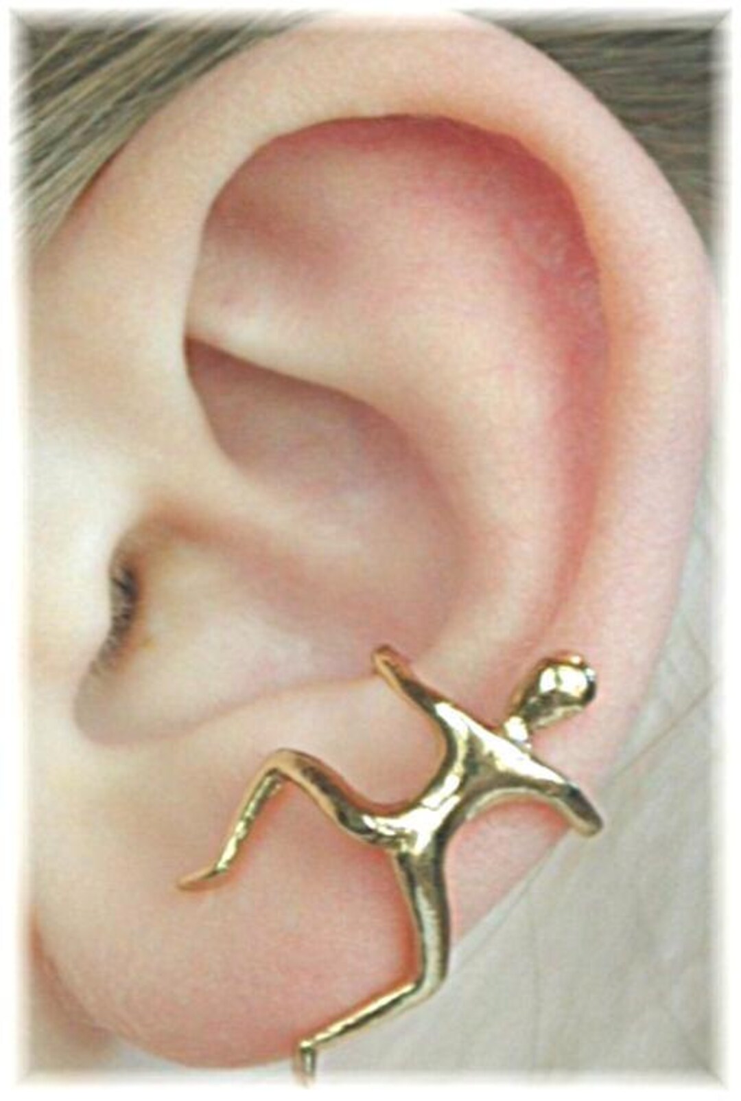 Man Climber Ear Cuff Ear Wrap No Piercing Ear Cuff Ear Cuff Gold Silver ...