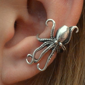 Octopus Ear Cuff Sterling Silver • Octopus Ear Wrap • Octopus Jewelry ...
