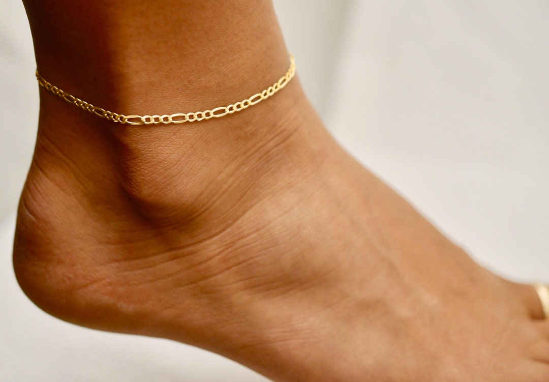 Figaro • Anklet • Anklets • Gold Anklet • Ankle Chain • Simple Anklet ...