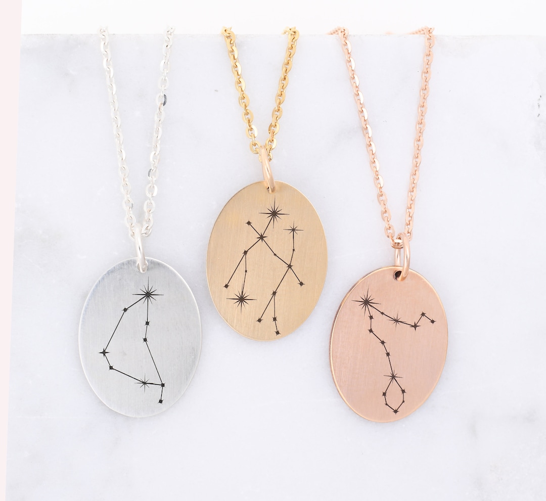 Personalized Constellation Necklace • Engraved Zodiac Star Map - Etsy