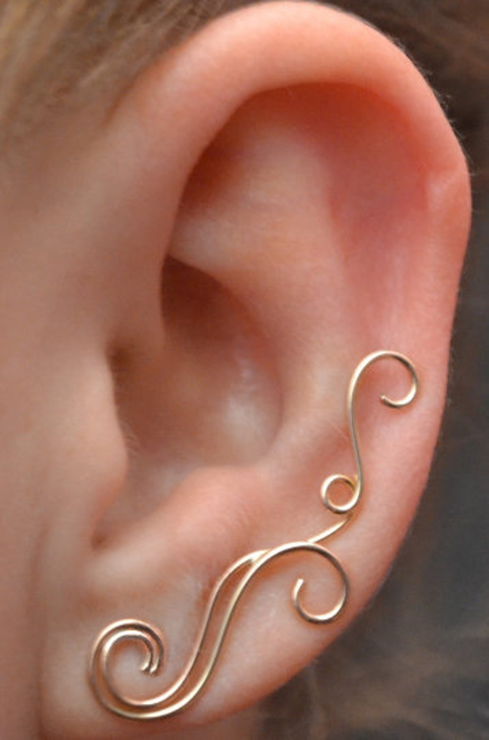 Swirling Ear Climber Ear Crawler Gold Ear Climber Gift - Etsy