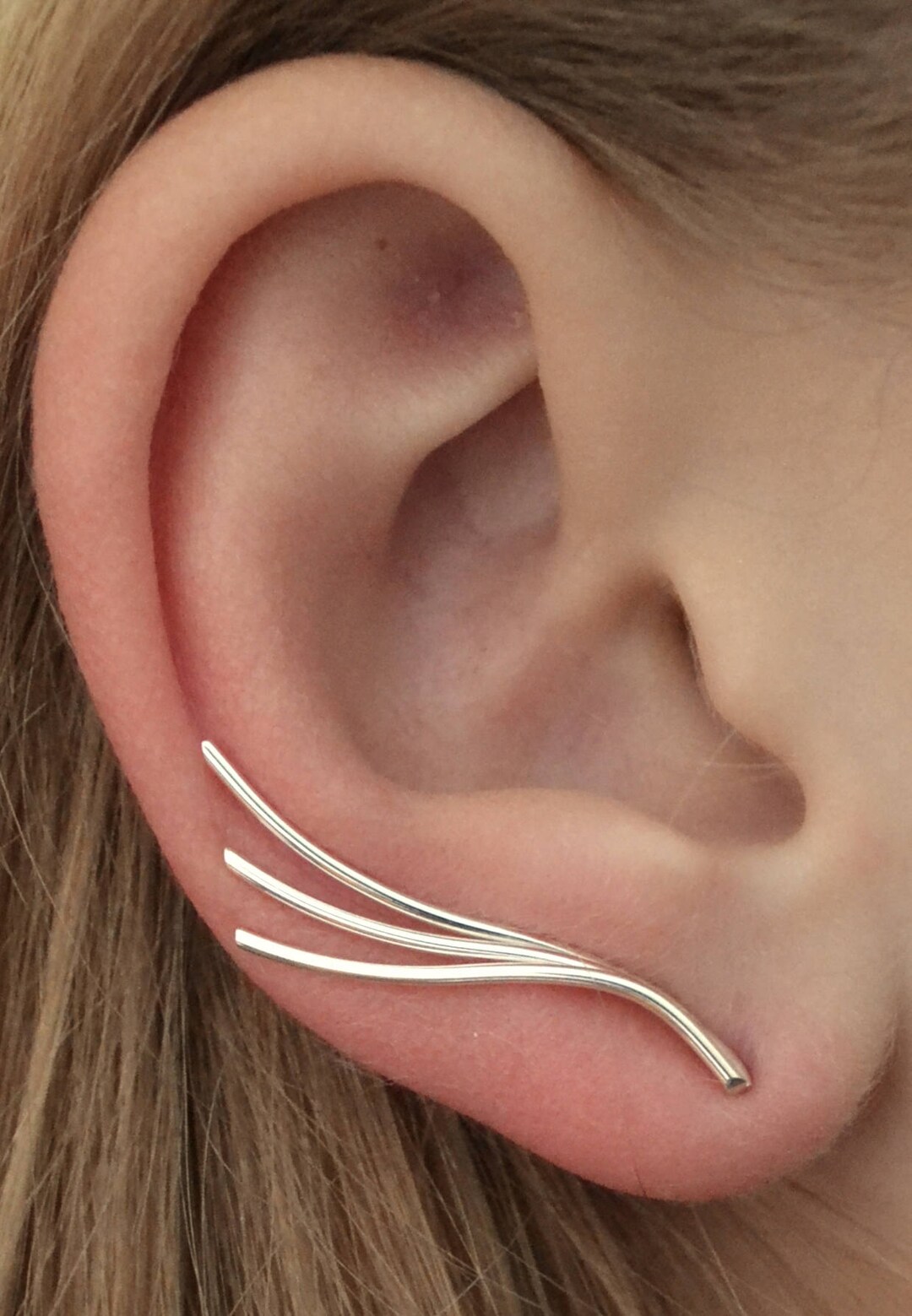 Three Waves Ear Climber • Sterling Silver or Gold • Only One Piercing ...