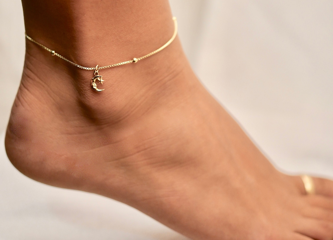 Moon Anklet • Anklet • Gold Moon Anklet • Anklets • Ankle Bracelet • Women's Anklet • Ankle ...