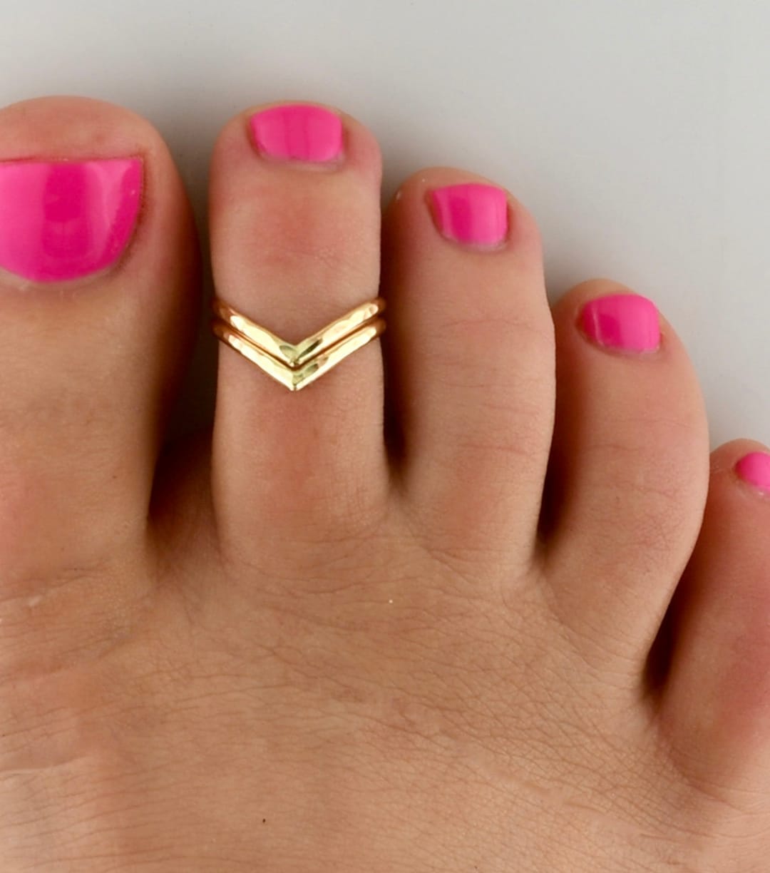 Adjustable Double V Toe Ring • Gold Filled, Two-toned, or Sterling ...