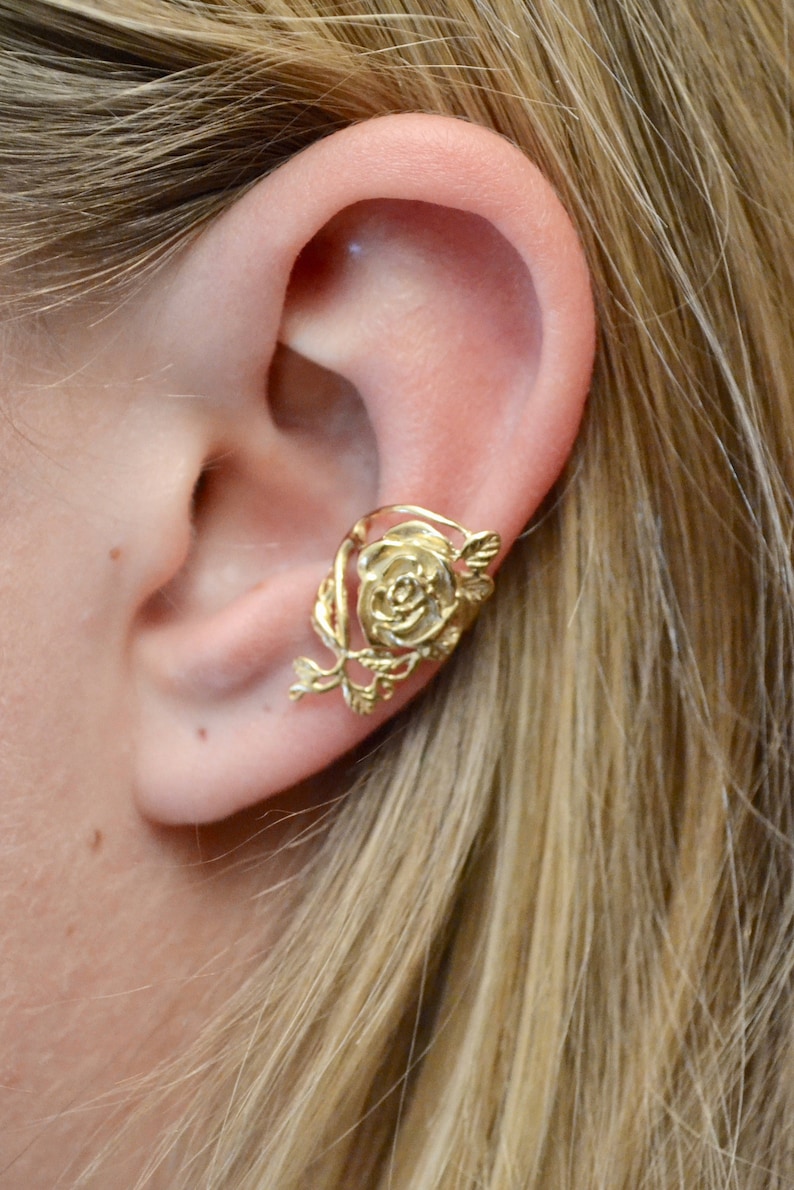 Rose Ear Cuff Sterling Silver or Gold Vermeil SINGLE SIDE - Etsy